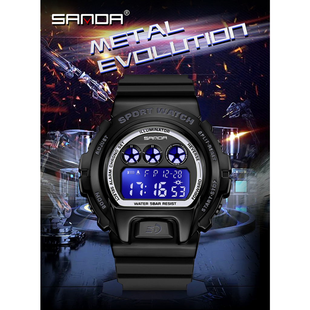 SANDA Sports Men's Watches Military Waterproof LED Digital Wristwatch ...