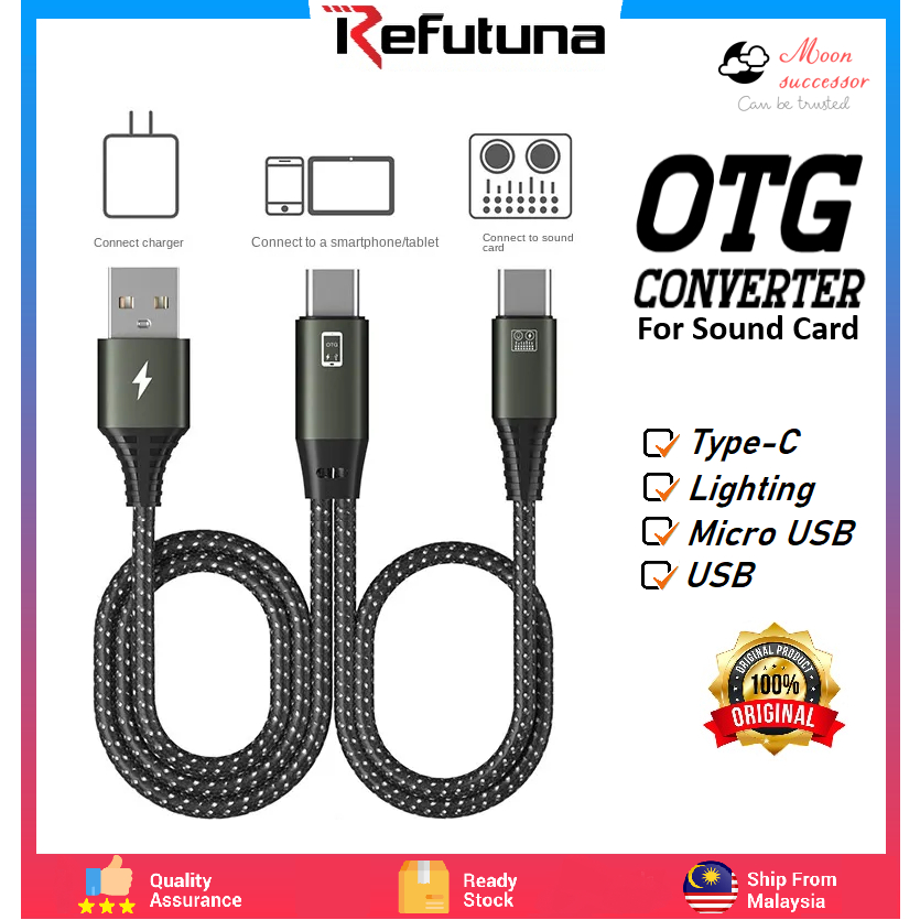 Refutuna Sound Card OTG Converter 2 in 1 OTG Type C converter Splitter ...
