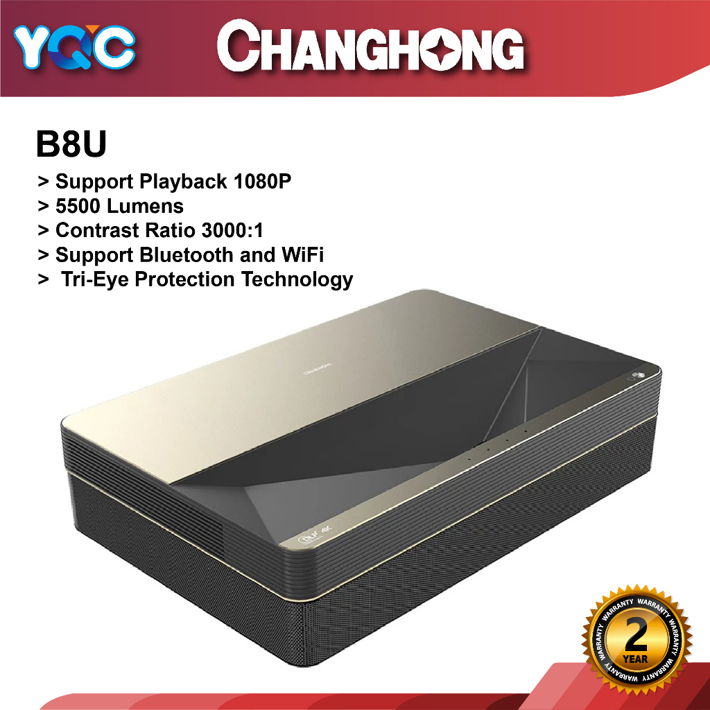 [Ready Stock] Changhong B8U Laser Projector 4K 3D Home Theater Android ...