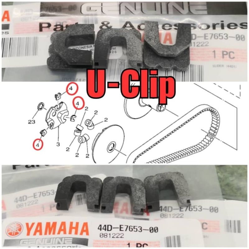 NVX V1 V2 NMAX V2 U-CLIP/SLIDER 44D 'G' 💯% ORIGINAL YAMAHA | Shopee ...