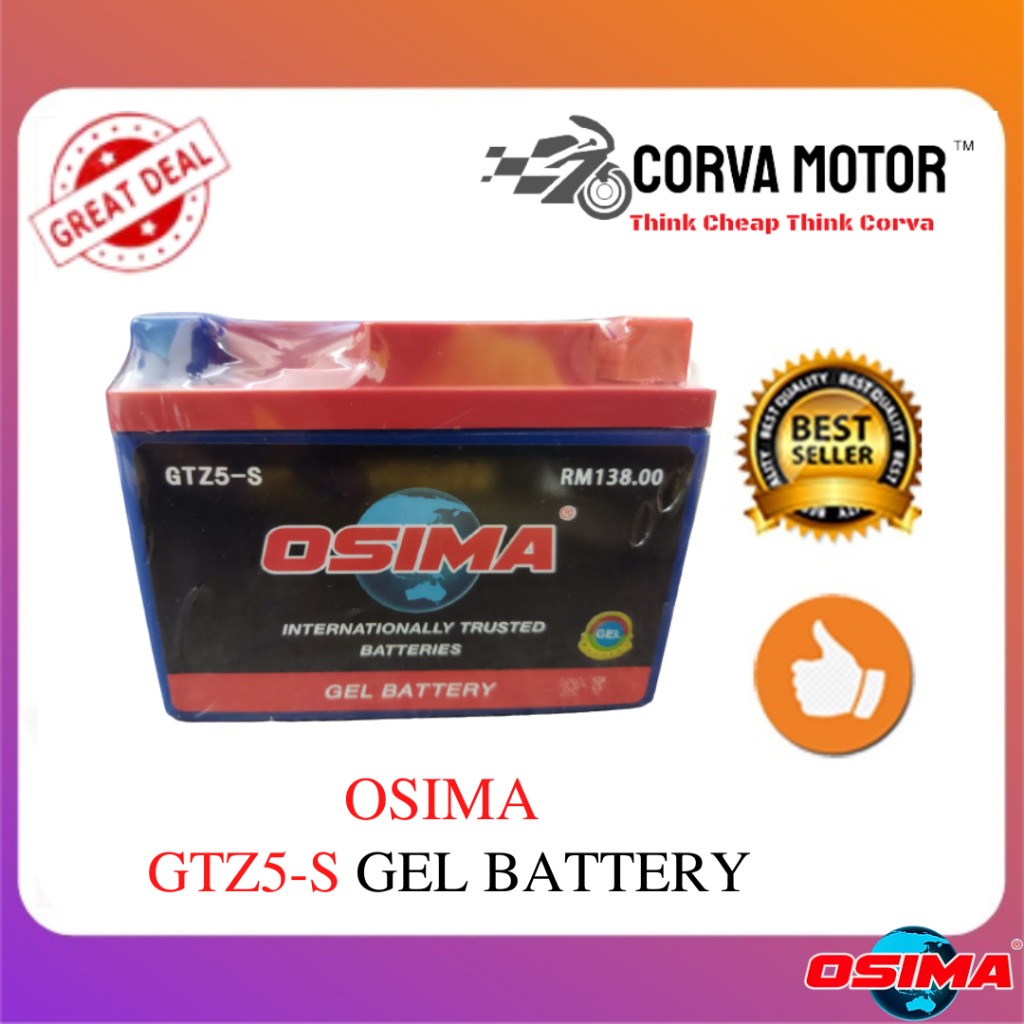 Corva Motor Osima Bateri Motosikal Gtz5 For Ex5 Dream Y15Zr Egos Wave ...