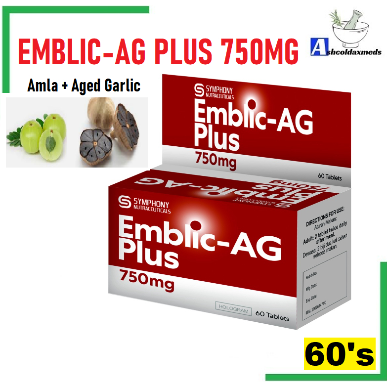 EXP06/26 EMBLIC-AG PLUS 750MG 60 TABLETS AGED GARLIC AND AMLA ...