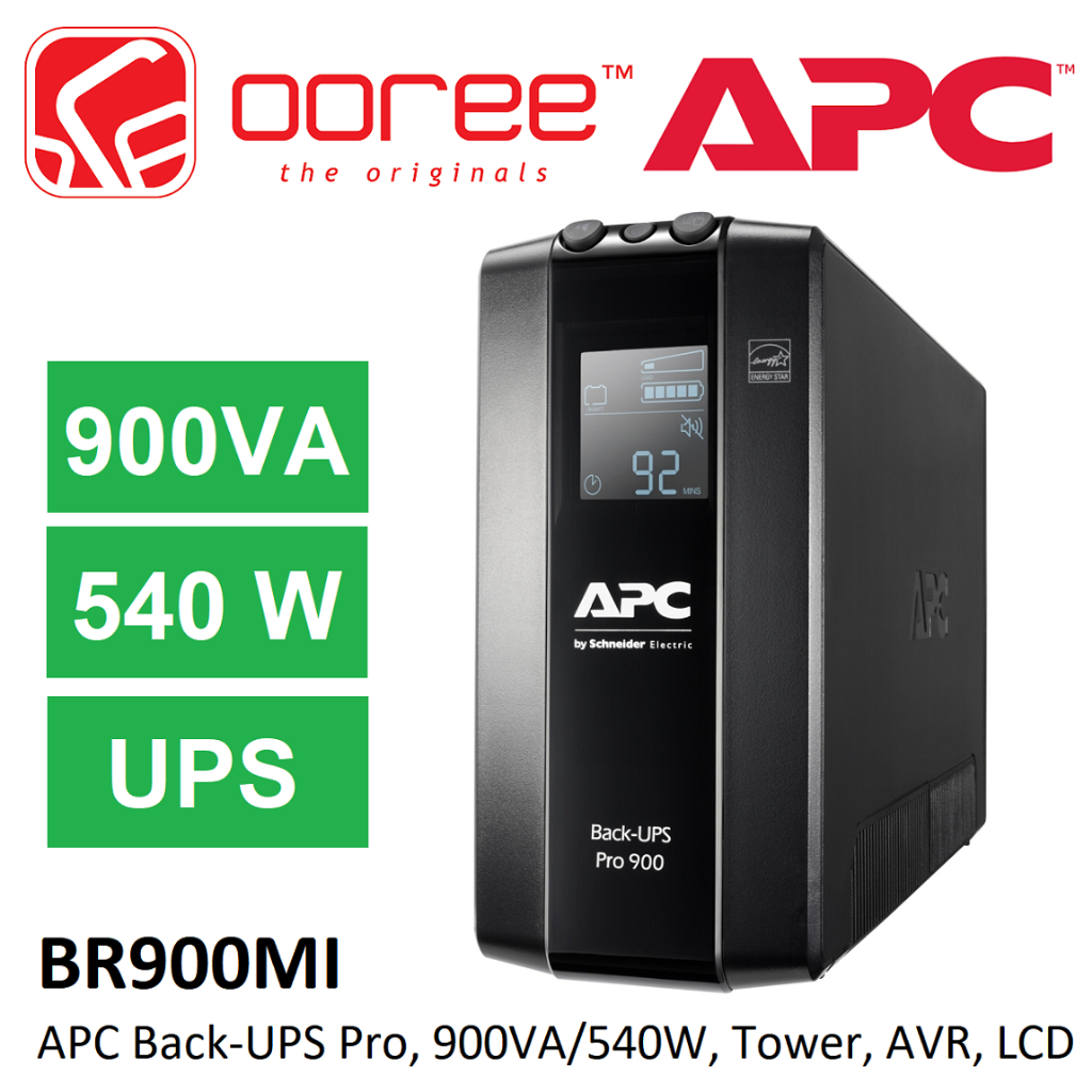 APC BR900MI BACK-UPS PRO, 900VA / 540W, TOWER, 230V, 6X IEC C13 OUTLETS, AVR, LCD, UPS ...
