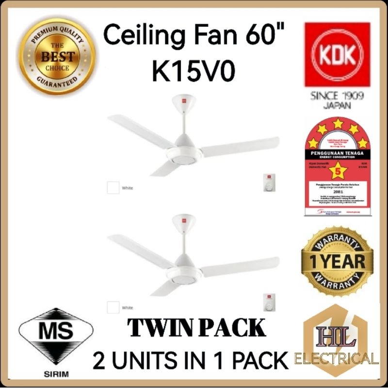 KDK CEILING FAN 60 INCH K15V0 (WHITE) | Shopee Malaysia
