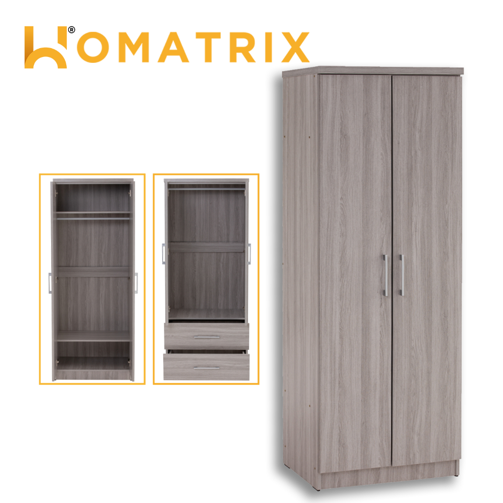 HOMATRIX 2 Door Wardrobe With Drawer Storage Cabinet Almari Baju Dengan ...