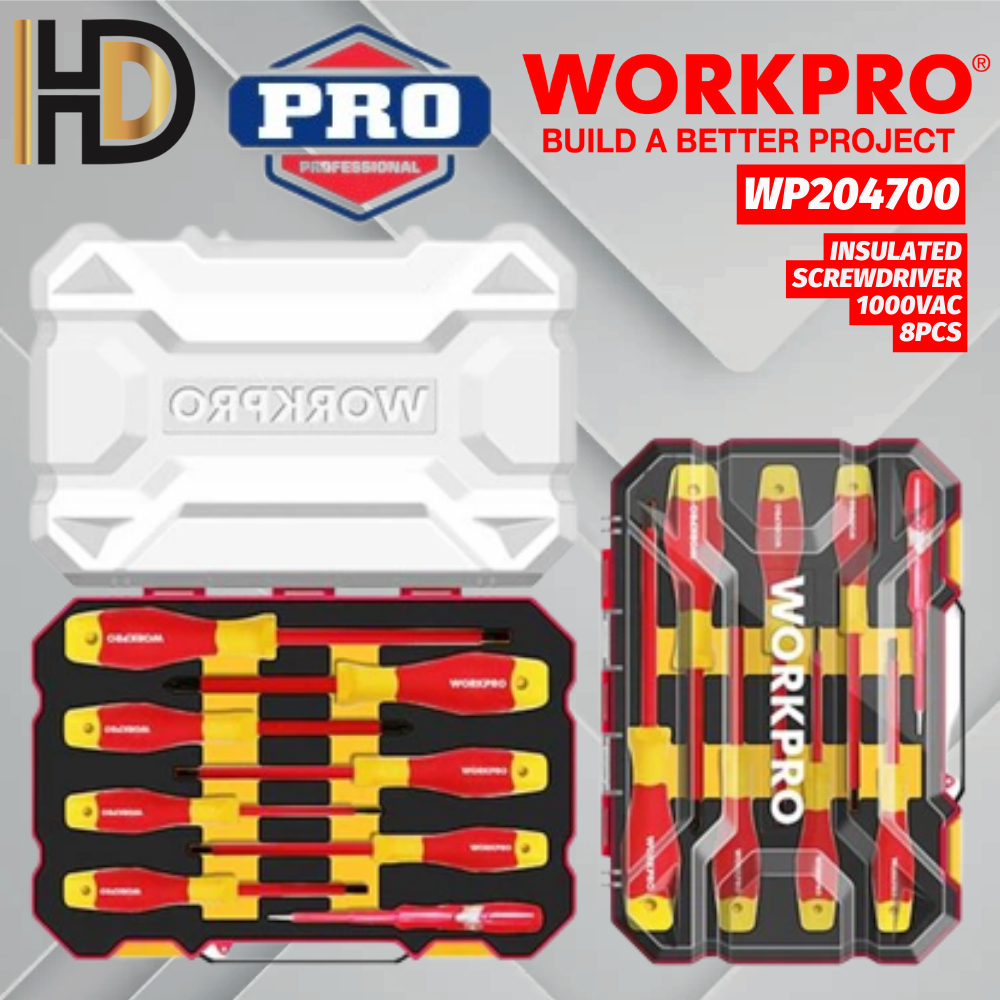 WORKPRO VDE Insulated Screwdriver Set 8 Pcs / 1000 VAC Screwdriver Set / WP204700 | Shopee Malaysia