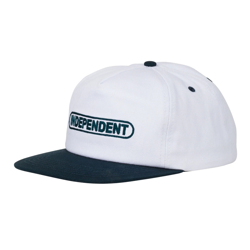 Independent Baseplate Unstructured Mid Profile White/Navy Snapback ...