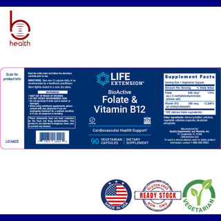 [Life Extension] BioActive Folate & Vitamin B12, EXP: 12/25,90 ...