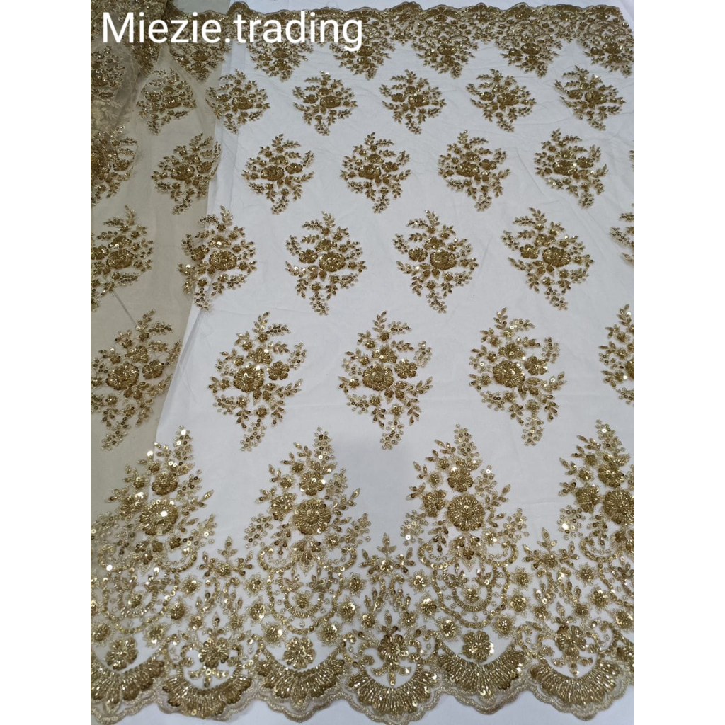 Kain Lace Meter( Gold ) / Lace Fabric Beaded / Embroidery Lace Fabric ...