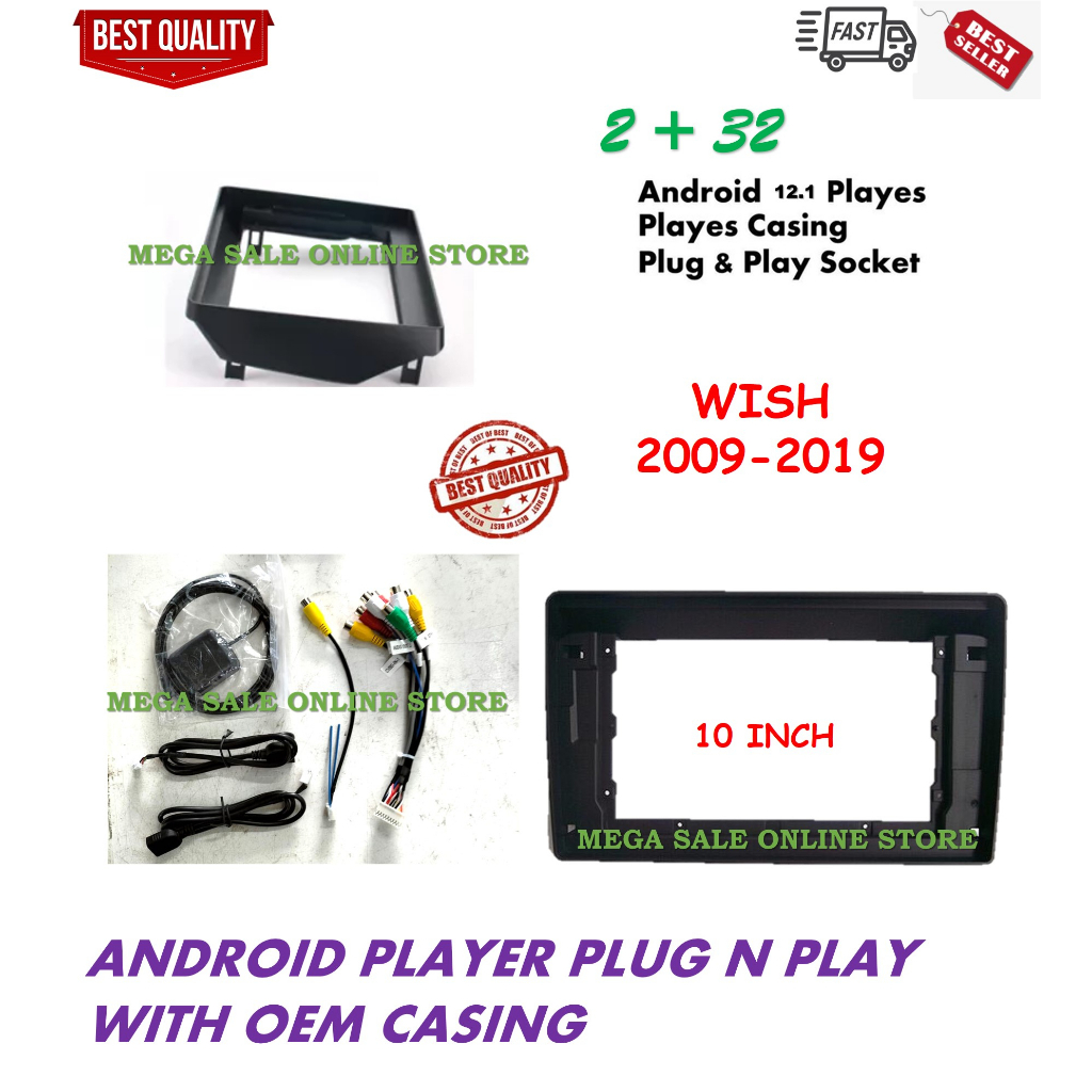 TOYOTA WISH 2009 - 2019 10 INCH android player PLUG N PLAY with OEM ...