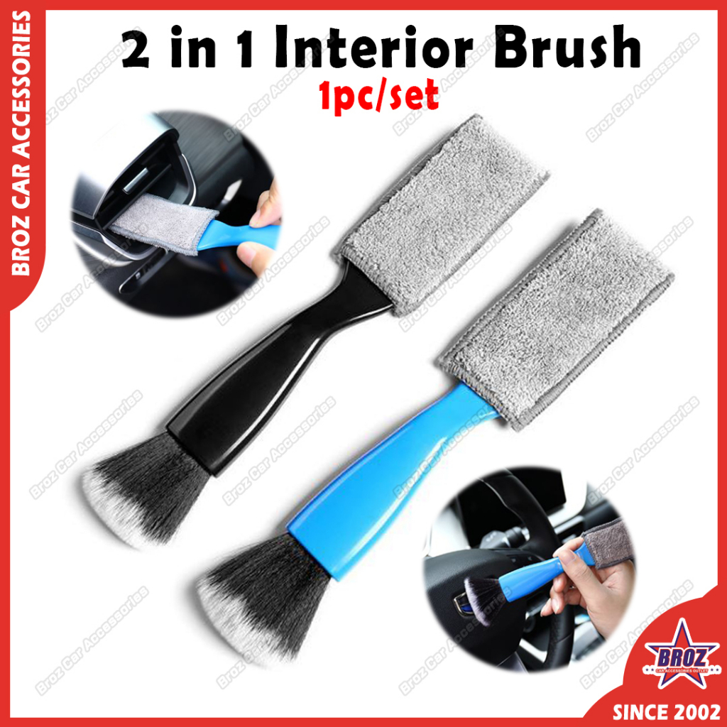 2 in 1 Interior Brush Car Air Vent Double Headed Brushes Duster Wipe ...
