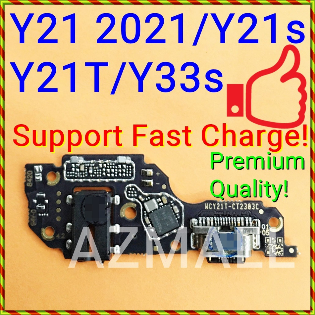 (18W Fast Charge) NEW ORI Charging Port Antenna SUB Board MIC Ribbon for VIVO Y33s Y21T Y21s Y21 ...