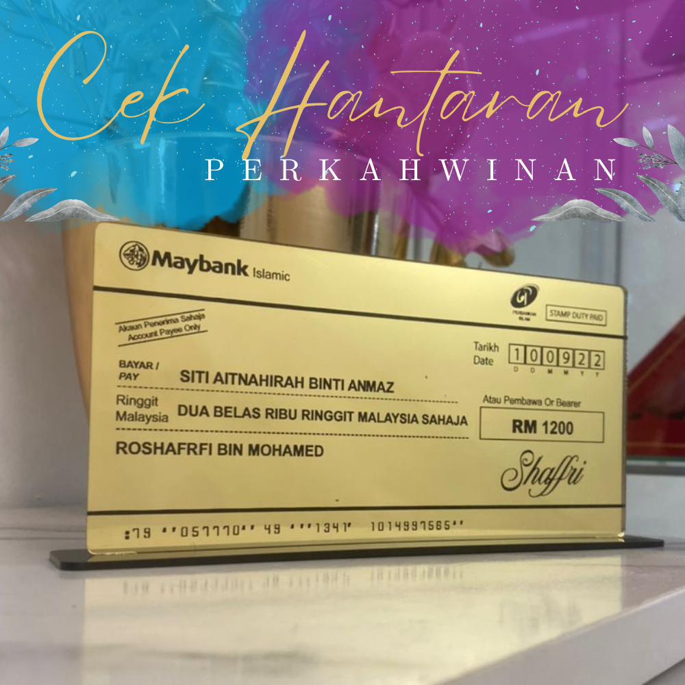 Replica Cek Hantaran Perkahwinan Acrylic Engrave | mock up Cheque ...