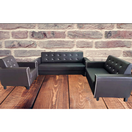 PVC 1+2+3 Seater Black Sofa Set | Shopee Malaysia