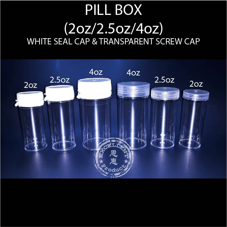 Pill Box (2oz/2.5oz/4oz) Empty Pill/Capsule/Table Box | Botol Kapsul ...