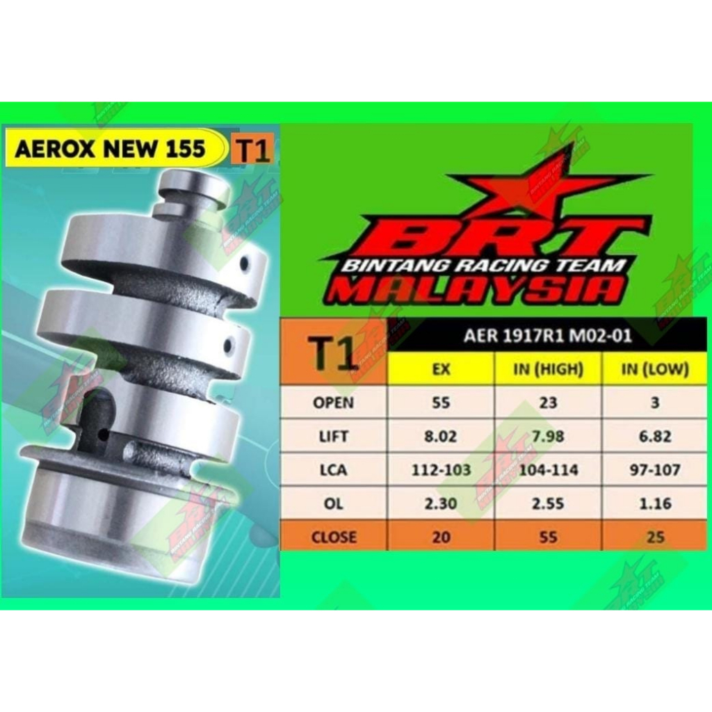 BRT RACING HIGH CAM / CAMSHAFT [ 1PIN ] NVX NVX155 V2 / NMAX 155 V2 ...