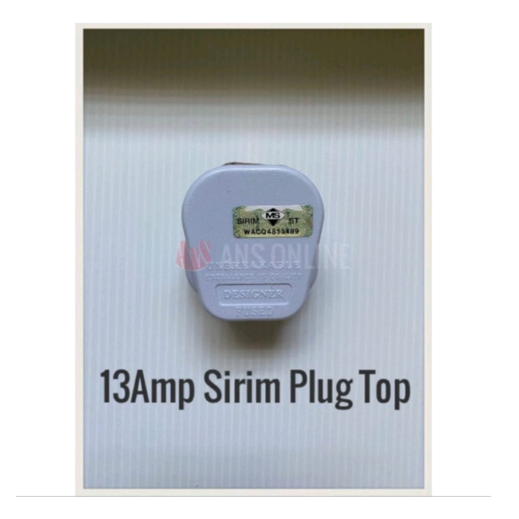 (SIRIM) 13Amp 3Pin Unbreakable Fused Plug Top White Black Kepala Plug ...