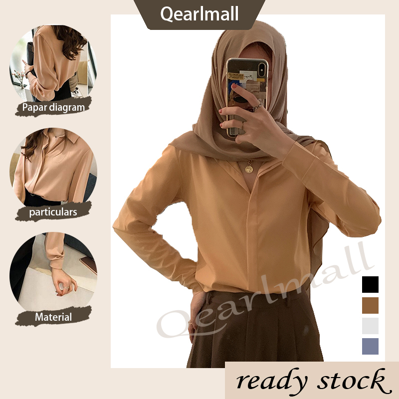 【Ready Stock】2023 New Office Wear Women Long sleeved Blouse Simple OL ...