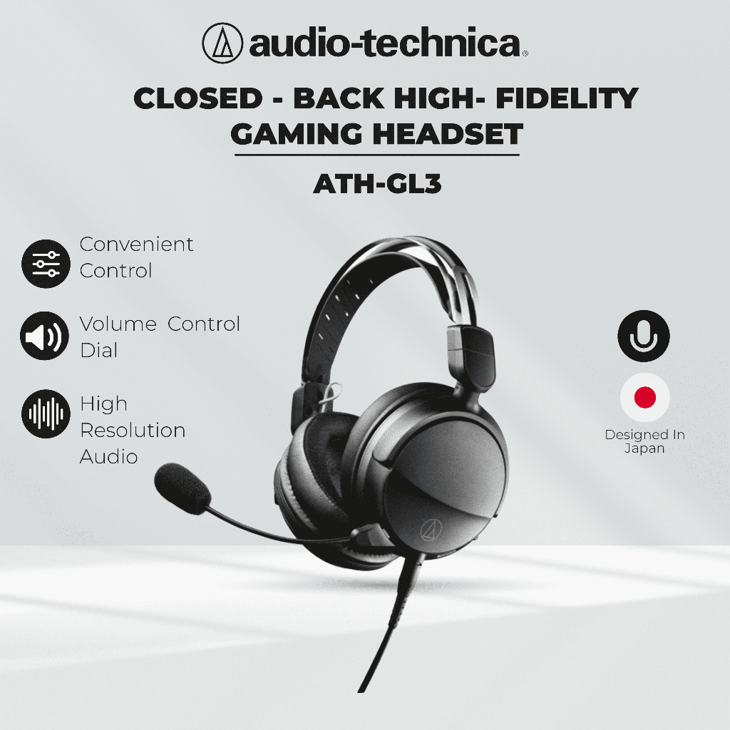 Audio-Technica ATH-GL3 Closed - Back High - Fidelity Gaming Headset ...