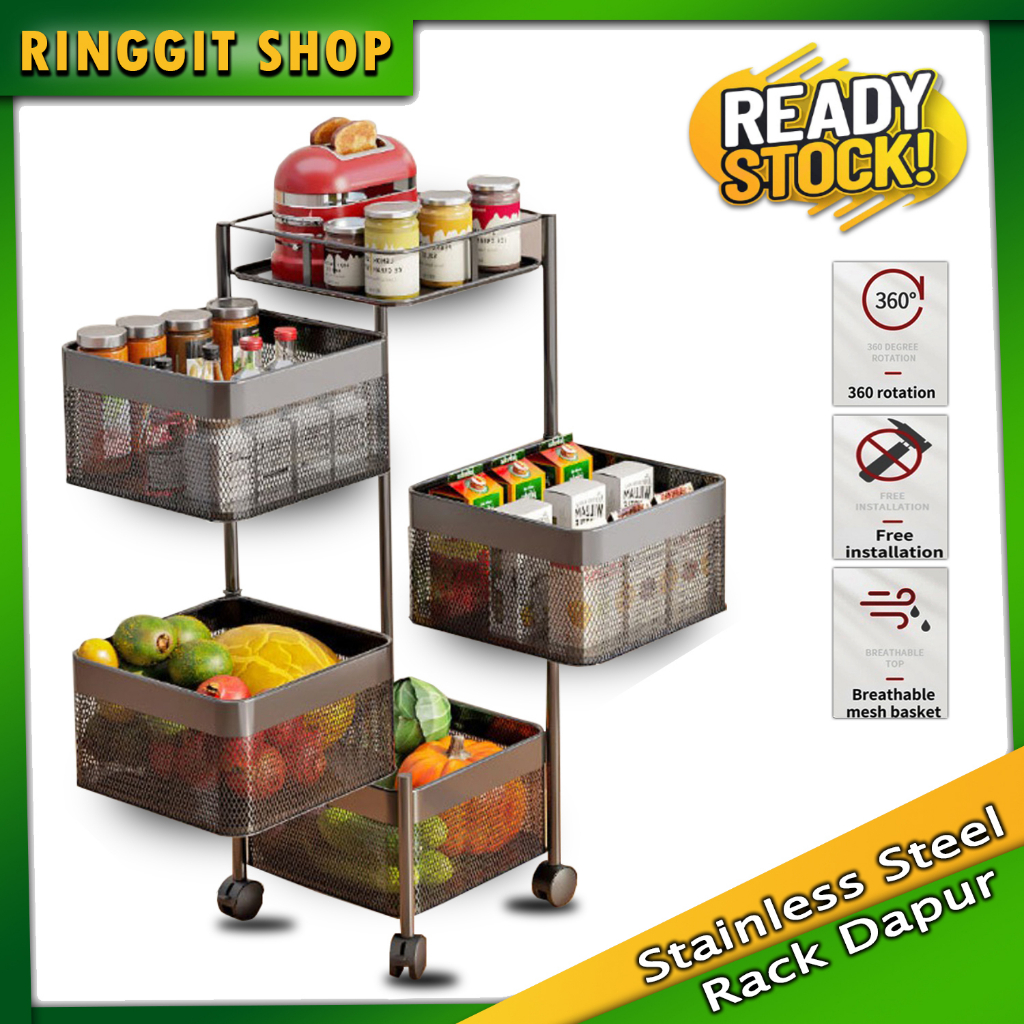 Ringgit Shop Stainless Steel Rak Dapur Kitchen Storage Organizer ...