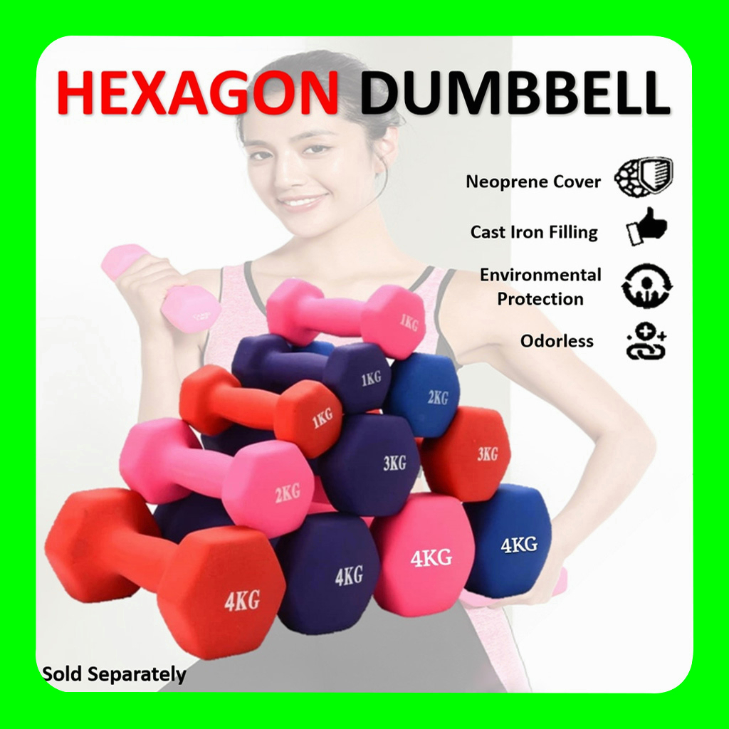 1kg/3kg Dumbell Hexagon Dumbbell Gym Fitness Exercise Home Weight ...