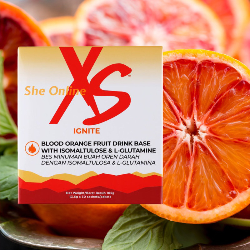 Amway XS Ignite Blood Orange Fruit Drink Base With Isomaltulose & L-Glutamine (3.5gx30 sachet ...