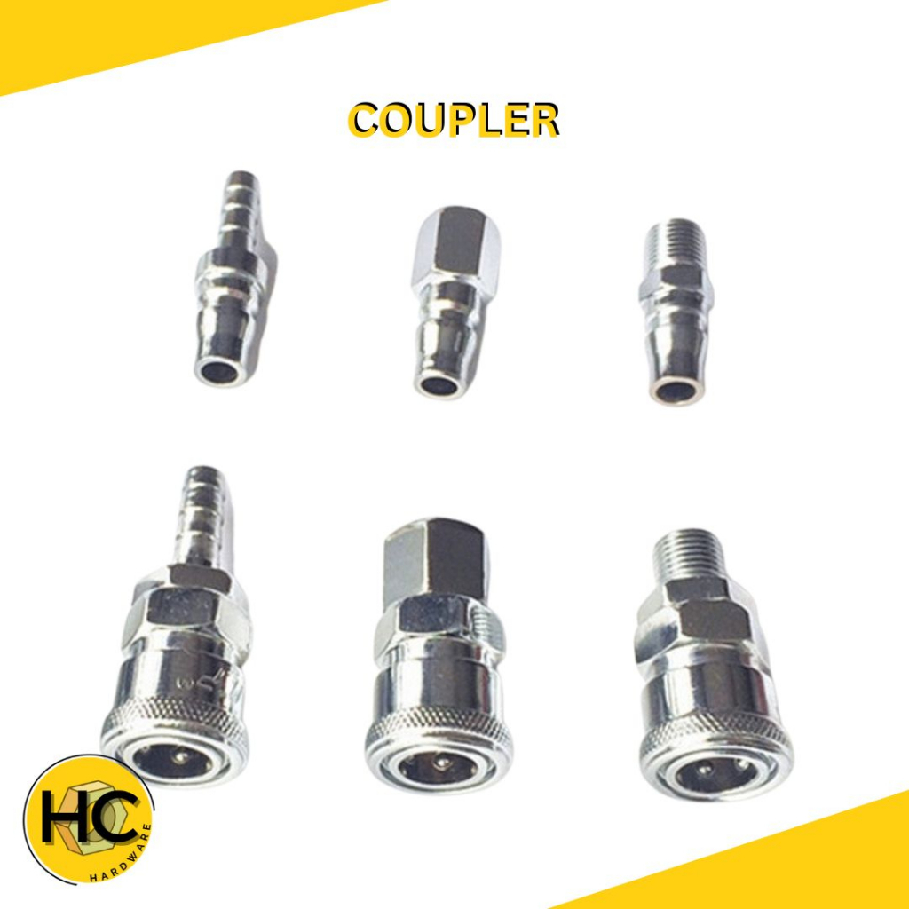Air Hose Fitting Heavy Duty 1/4" Hose Quick Couplers High Pressure Push-in Connector Pneumatic ...