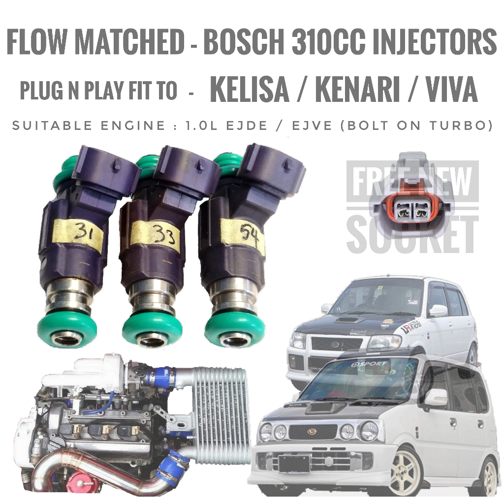 Flow matched Bosch 310cc Injector Plug n Play for Kelisa Kenari Viva ...