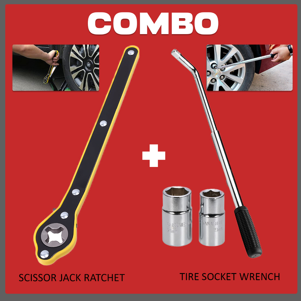Scissor Jack Ratchet Wrench Wheel Lug Wrench Hand Jack Wrench Kereta ...
