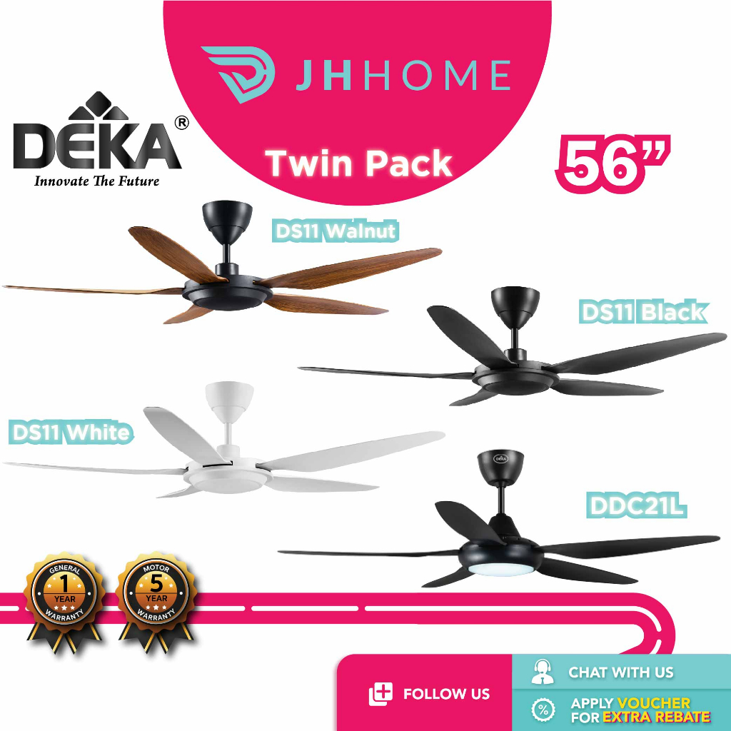 【Twin Pack】Deka 56" 5 Blades DC Motor 14 Speed Ceiling Fan DS11 | DC ...
