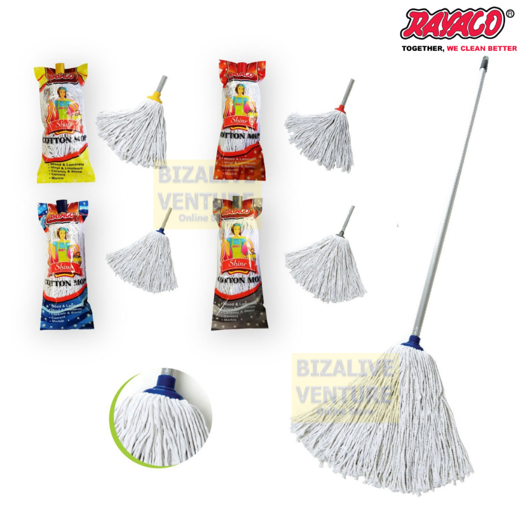 Rayaco Pure White Cotton String Mop & Handle | Circular Mop | Mop ...