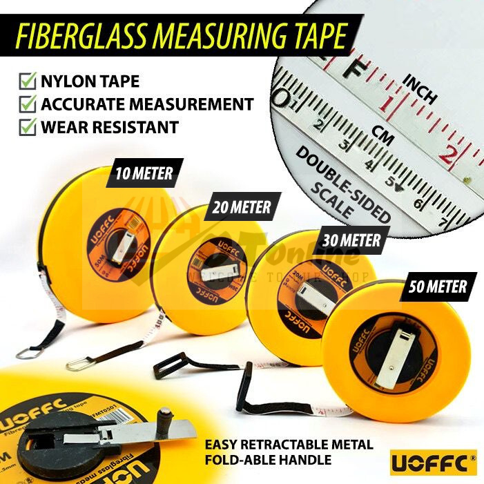 10M 20M 30M 50M UOFFC Fiberglass Measuring Tape Measuring Ruler Open ...
