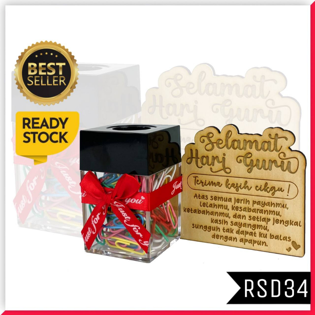 (RSD34) Paper Clip Gift + Gift Box Happy Teachers Day Selamat Hari Guru ...