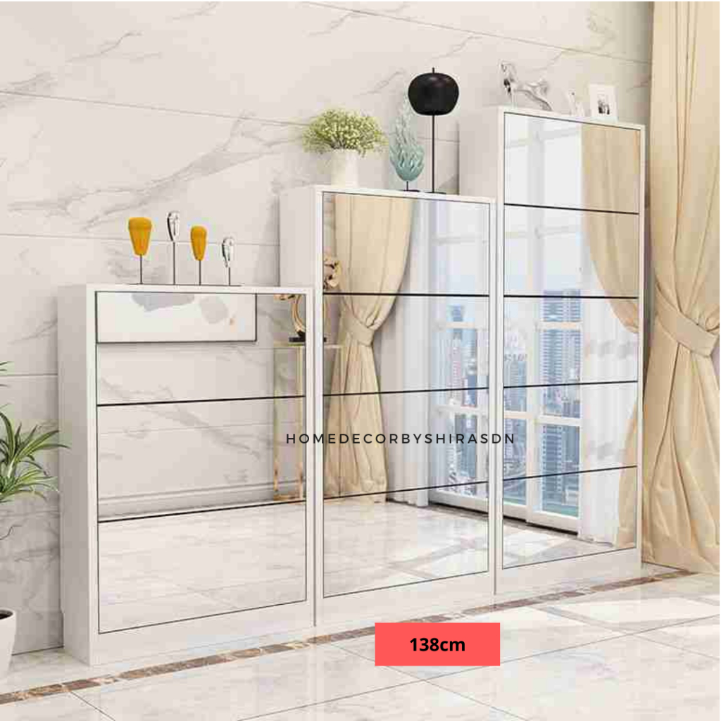 [PRE ORDER] Nordic Luxury Slim Mirrored Shoe Rack Cabinet Kabinet kasut ...
