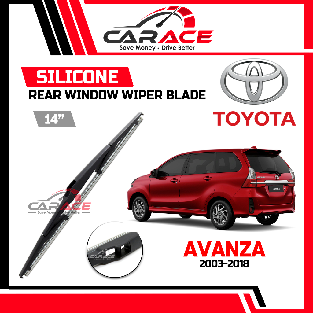 TOYOTA AVANZA | 14" Rear Window SILICONE Wiper Blades | Wiper Belakang ...