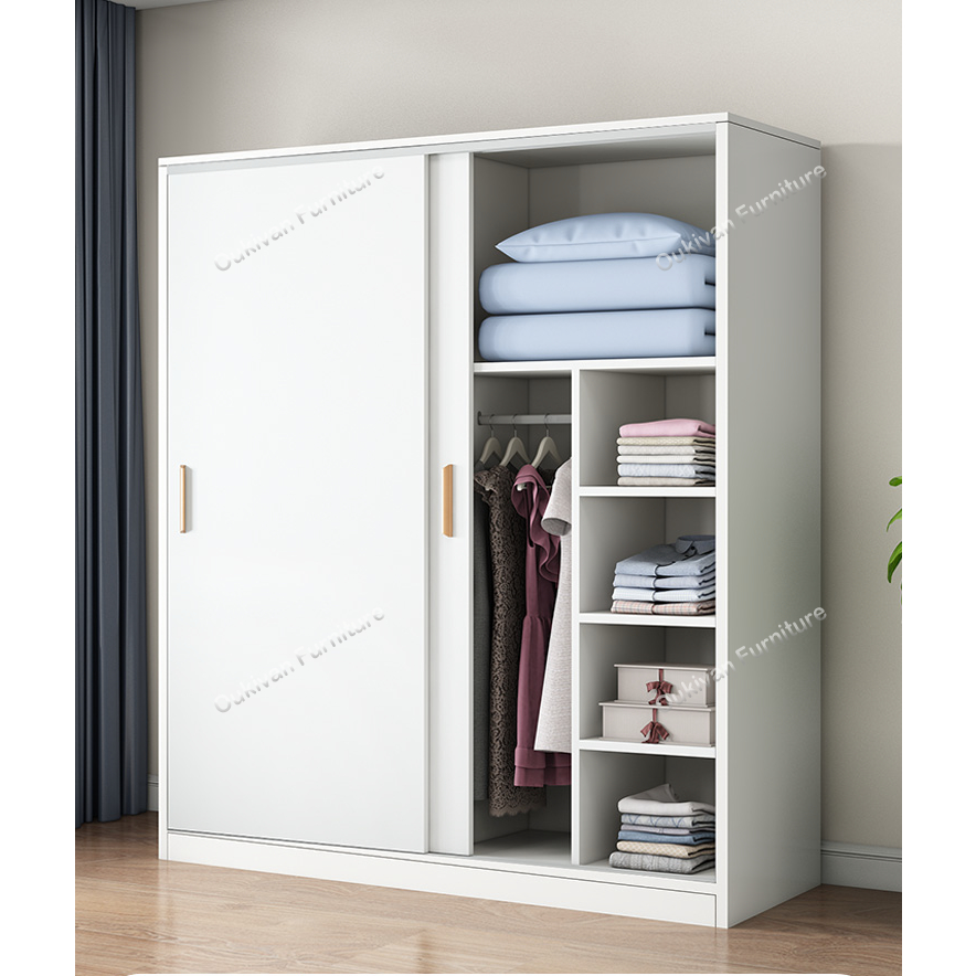 Wardrobe With Sliding Door Almari Pakaian Upgraded Thickened Wood Multi ...