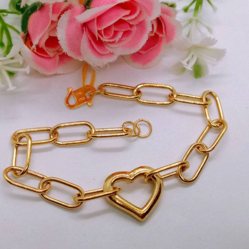 Rantai tangan paperclip emas 916 | Shopee Malaysia