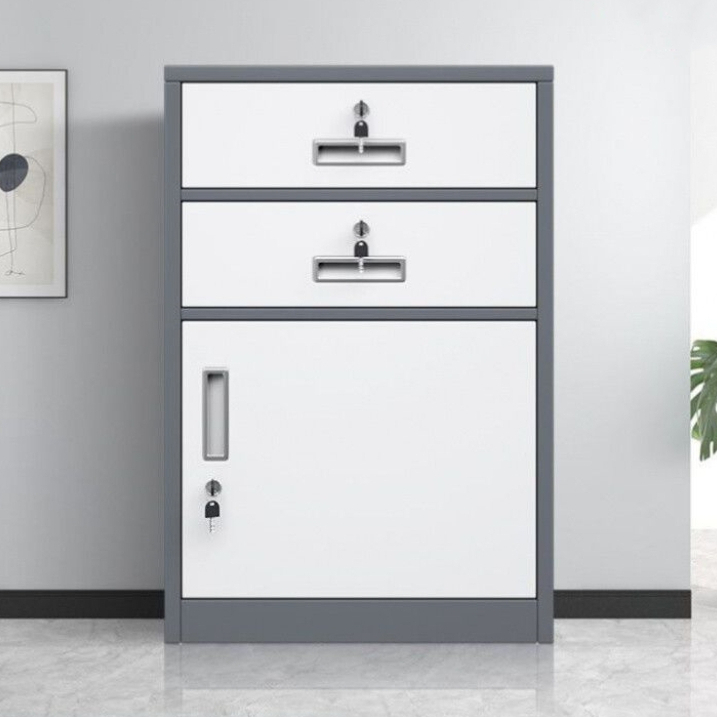 3 layers lockable office file cabinet 2 drawers 1 door storage cabinet ...