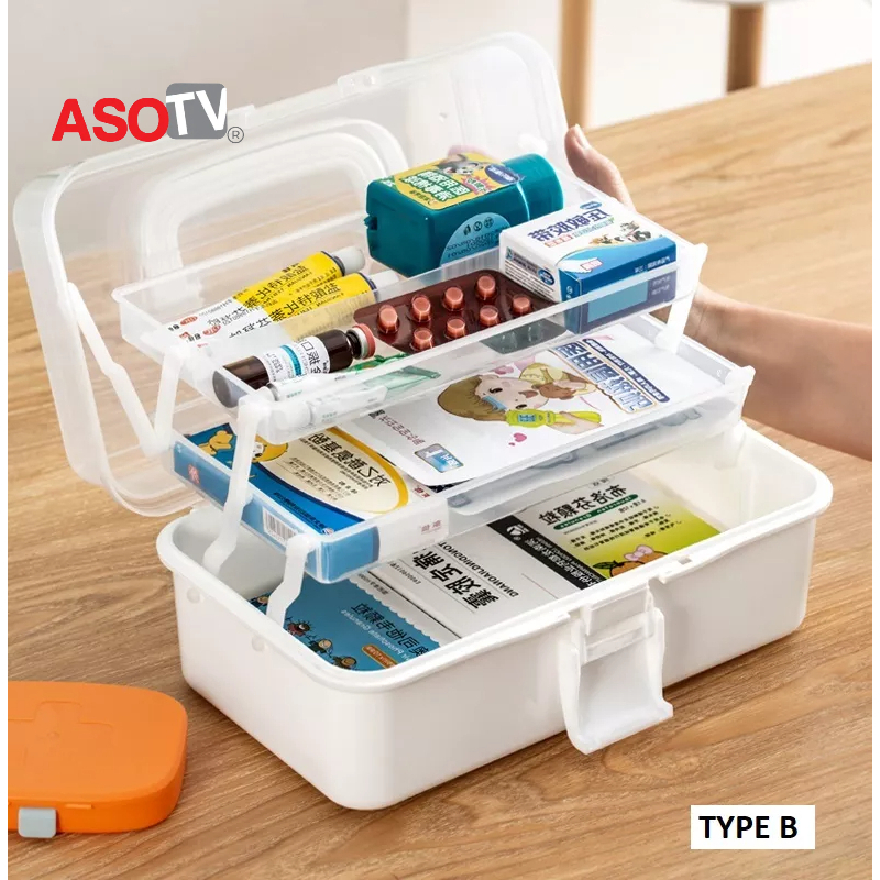ASOTV® 3 Tier Extra Large Medical Box Toolbox First Aid Plastic ...