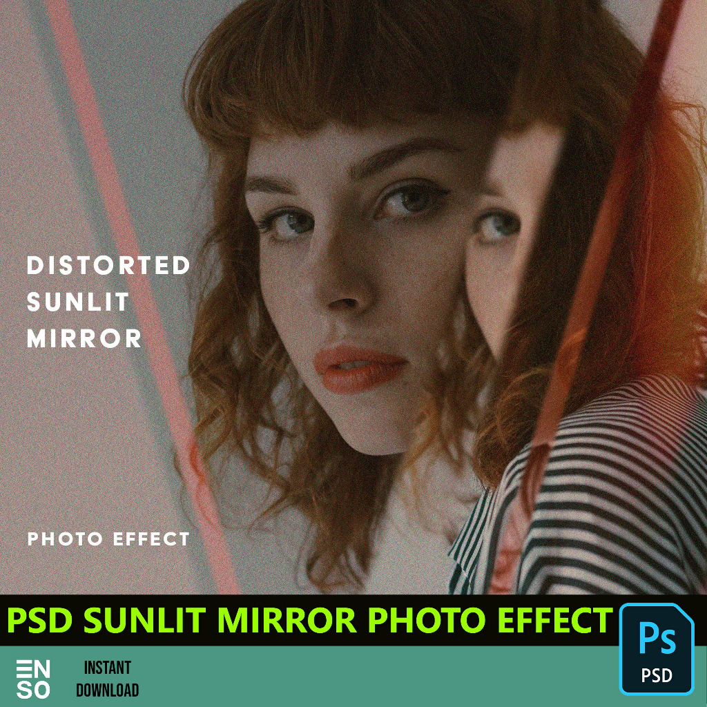PSD Photo Effect Editable PSD File | Distorted Sunlit Mirror Photo Effect with Smart Object ...