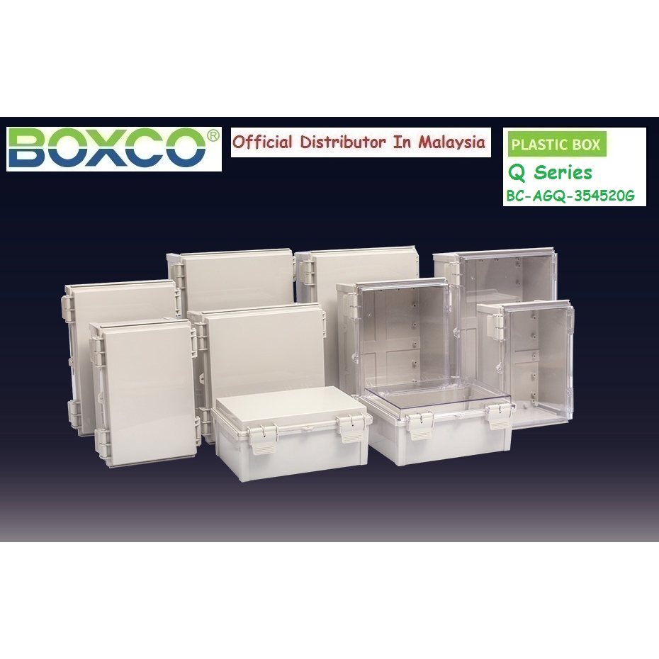BOXCO BC-AGQ-354520G ABS PVC Enclosure Box with Plastic latch & Plastic ...