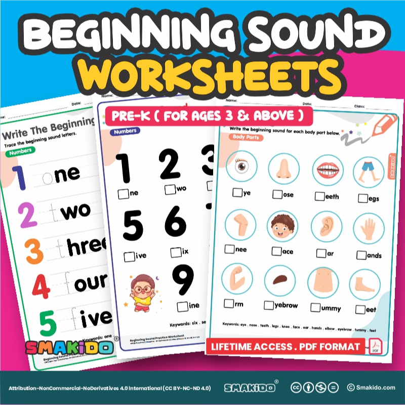 [Soft Copy/ PDF] Beginning Sound Worksheets | Kindergarten Worksheets ...