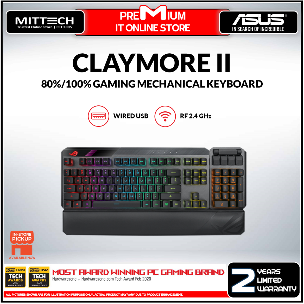Asus ROG Claymore II Modular TKL 80%/100% Gaming Mechanical Keyboard ...