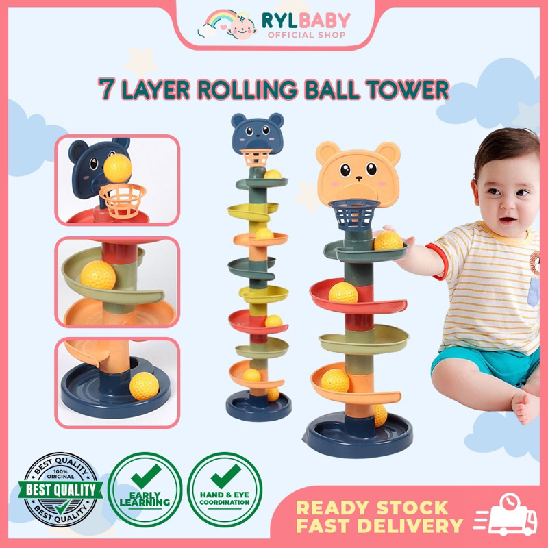 7 Layer Fun Rolling Slide Ball | Insert Ball Stack Tower Gliding Ball ...