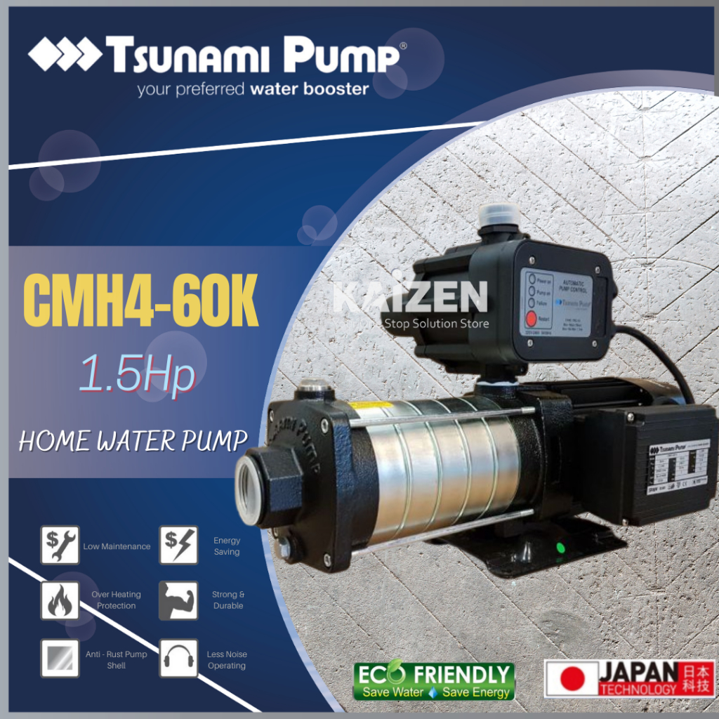 TSUNAMI PUMP CMH4-60K (1.5HP) Horizontal Multi Stage Automatic Water ...