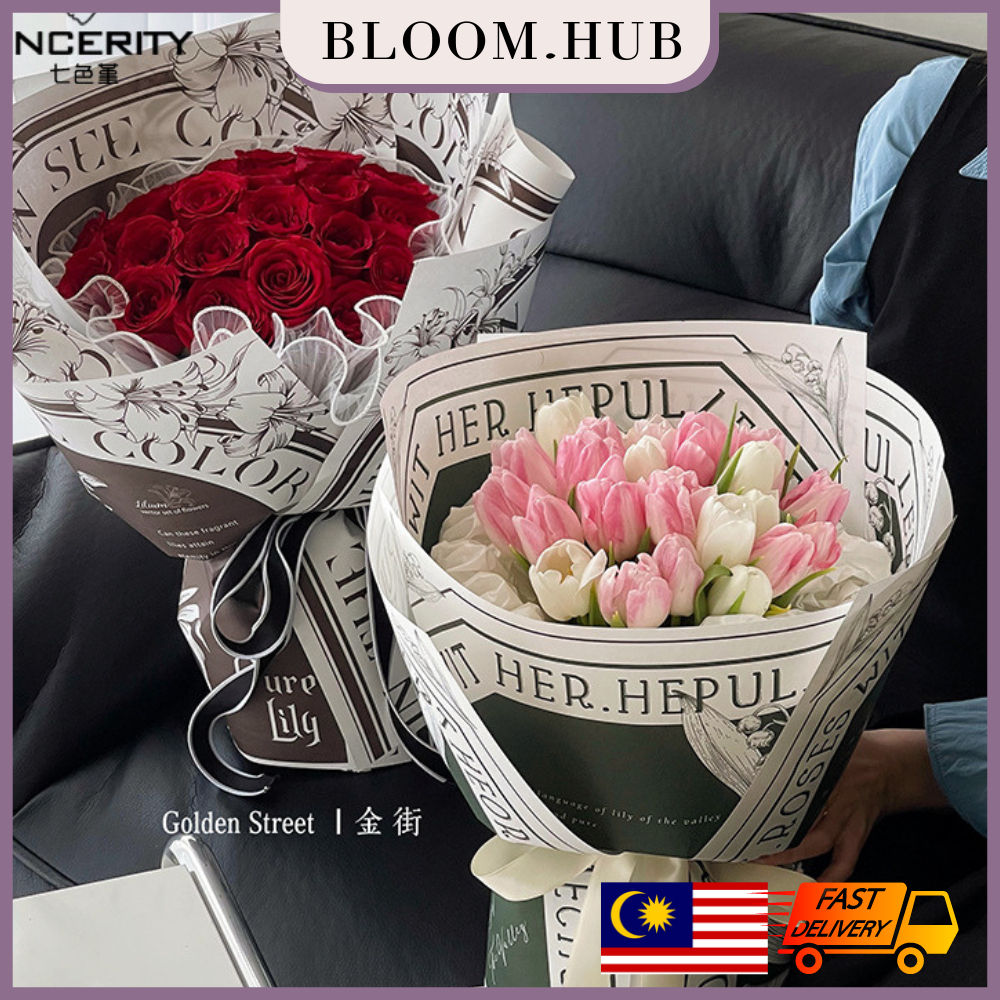 Bloom.hub 10PCS Diptyque Vintage Floral Flower English Letter Wrapping ...
