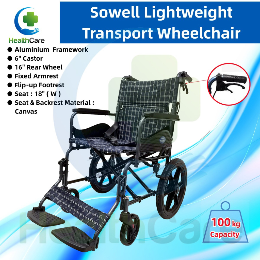 SOWELL Lightweight Transport Wheelchair ( Small Wheel )- C100(SC-AW07 ...