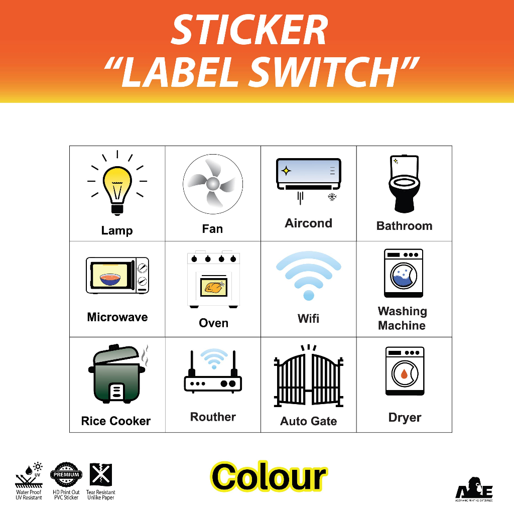 Electrical Switch Label | Pelekat Suis | Home Switch Sticker | Pelakat ...