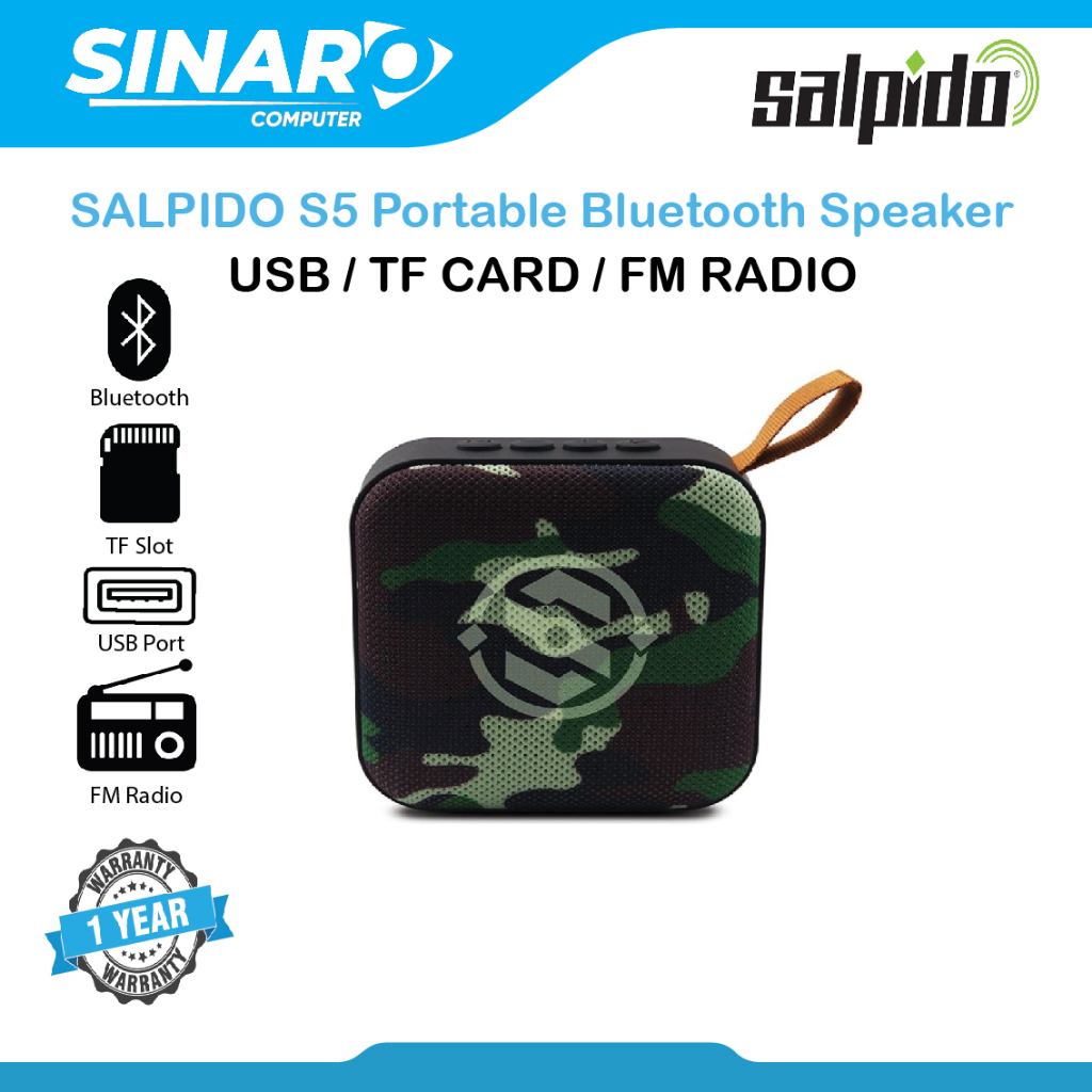 Salpido speaker with FM/Radio, MicroSD SALPIDO S5 BLUETOOTH PORTABLE ...