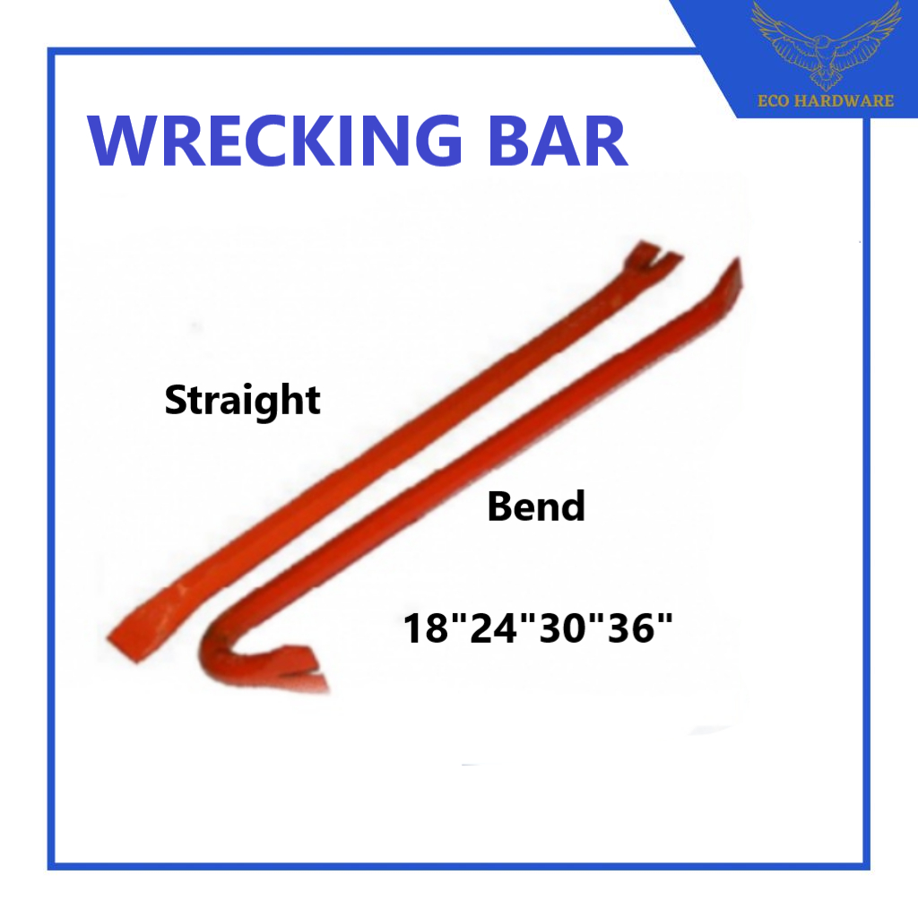 Heavy Duty 18"/24"/30"/36" Wrecking Bar Crow Bar Alat Cabut Paku Kuku ...